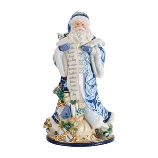 Fitz and Floyd Holiday Home Blue Santa Figurine, 18.75 Inch - N/A - Bed ...