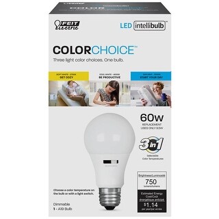 Feit Electric A800/CCT/LEDI IntelliBulb ColorChoice 3-In-1 A19 LED Bulb ...