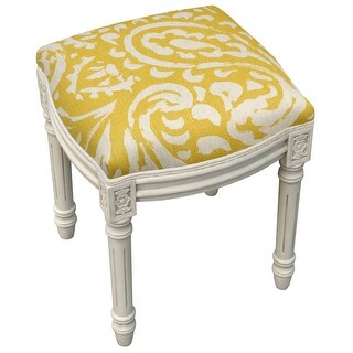 Mustard Paisley Vanity Stool with antique white finish - Bed Bath ...
