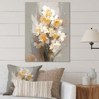 Designart "Grey Green Pencil Strokes Bouquet Flowers" Floral Metal ...