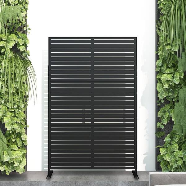 Louvered Metal Privacy Screen Panel Free Standing - 76x47 - Bed Bath ...