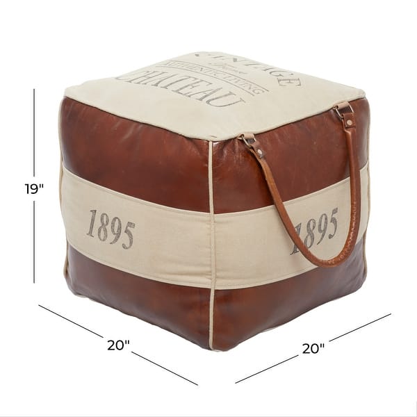 Fabric Rustic Pouf Paris 17 x 21 x 21 - Bed Bath & Beyond - 32134046