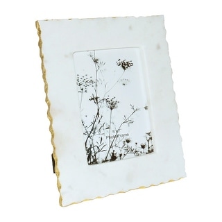 Rectangular Jagged Marble Photo Frame For 5" x 7" Photo White and Gold ...