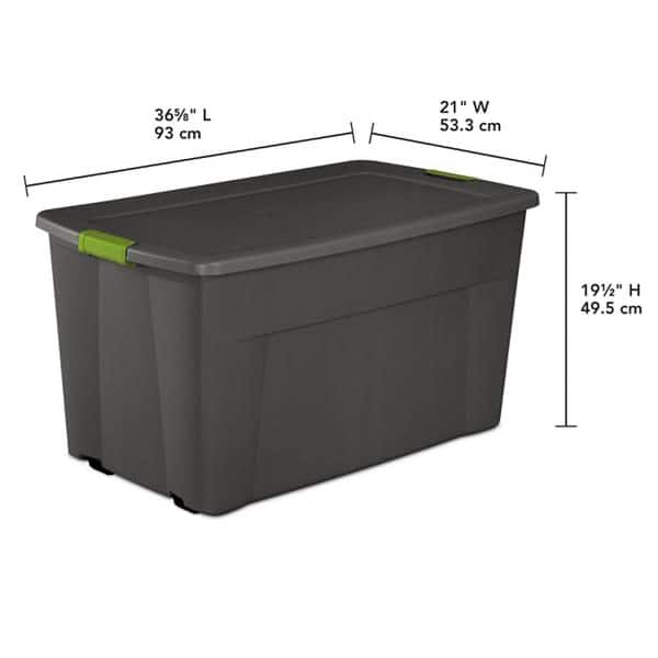 Sterilite 45 Gallon Plastic Stackable Storage Tote w/ Lid & Wheels ...