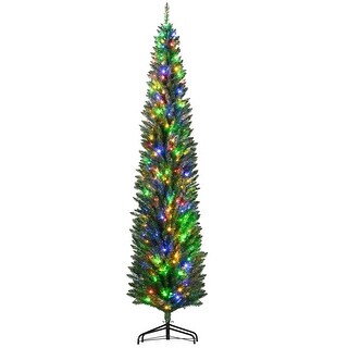 8 FT Tall Pencil Prelit Artificial Christmas Tree with 668 Branches ...