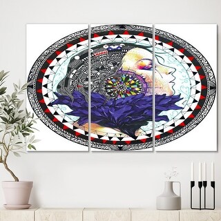Designart "Urban Girl Mandala" Modern Canvas Art Print - 36x28 - 3 ...