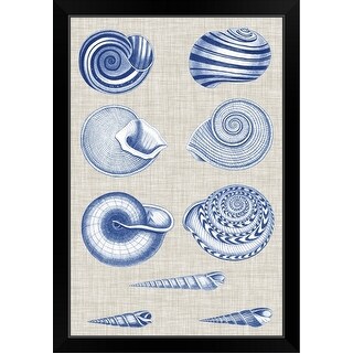 "Navy and Linen Shells V" Black Framed Print - Bed Bath & Beyond - 30225727