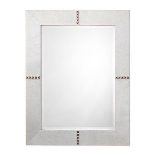36" White and Brown Traditional Style Beveled Rectangular Wall Mirror ...