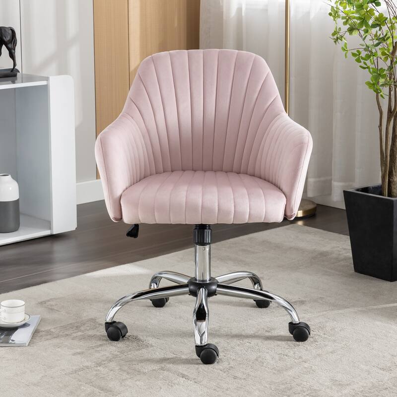 Pink Modern 25" Velvet Accent Chair with Stable Metal Base and 5 360 ...