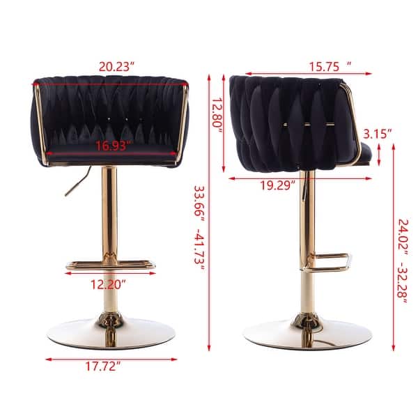 Modern Bar Stools Set of 2 Adjustable Mechanical Lifting Velvet ...