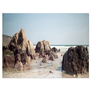 Large Rocks at Coast Panorama - Extra Large Seashore Glossy Metal Wall ...