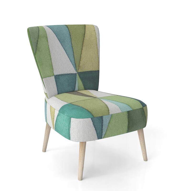 Designart "Geometric Green Triangle III" Upholstered Mid-Century Accent ...