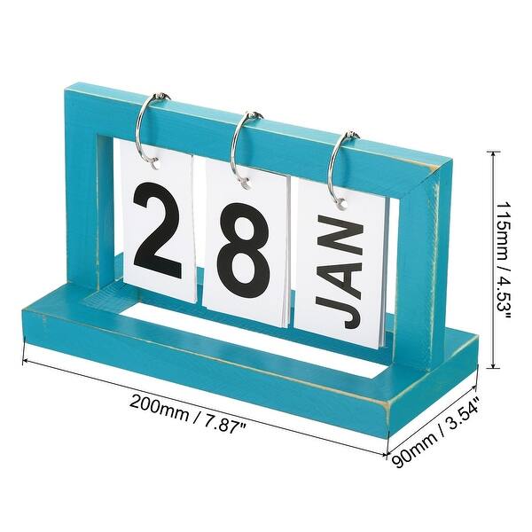 Vintage Wood Perpetual Calendar, Wooden Flip Calendar Turn Page - Bed ...