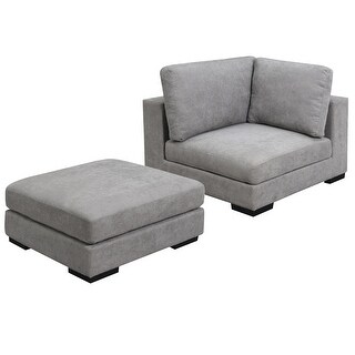 Modern Linen Single Corner Sofa with Ottoman - Bed Bath & Beyond - 37841028