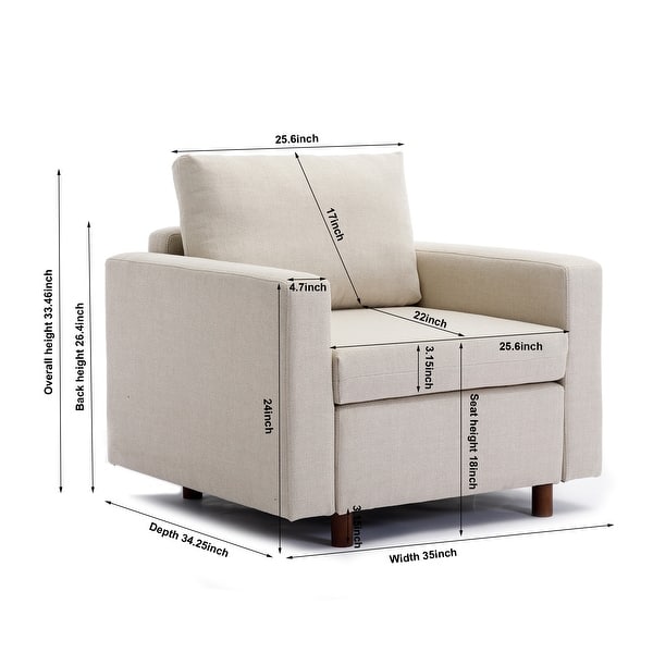 Linen Module Sectional Sofa Single Seat Cross Section Couch w/Ottoman ...