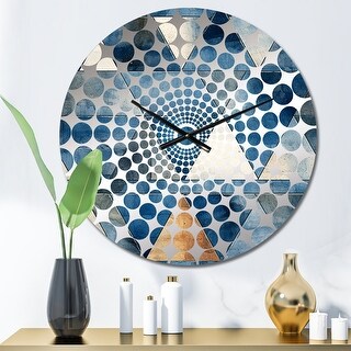 Designart "Rustic Cobalt Triangle Symphony" Blue Geometric Clocks ...