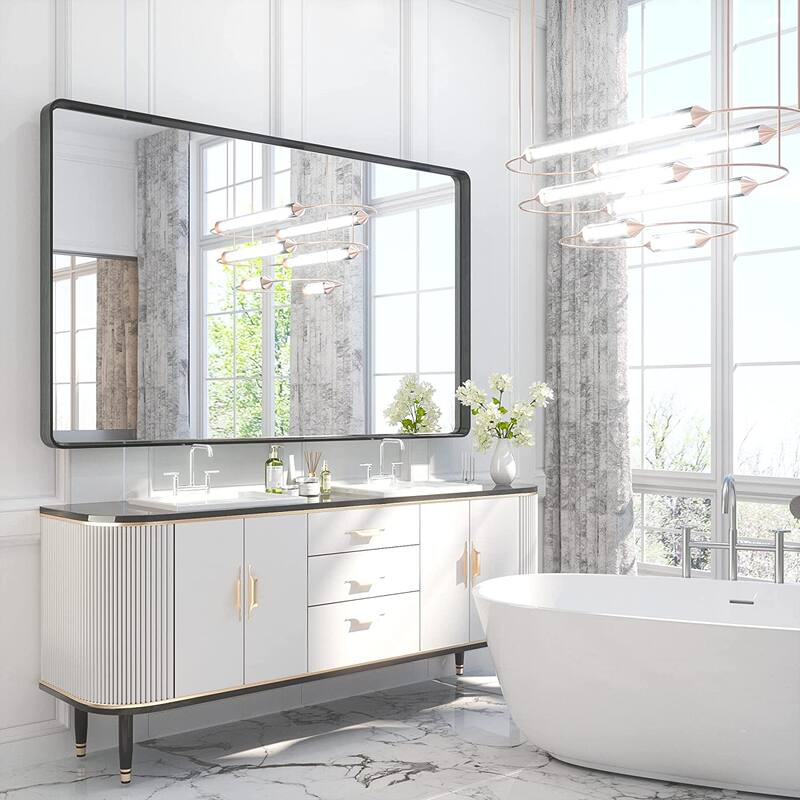 TETOTE Modern Metal Frame Wall Mounted Bathroom Vanity Mirror ...