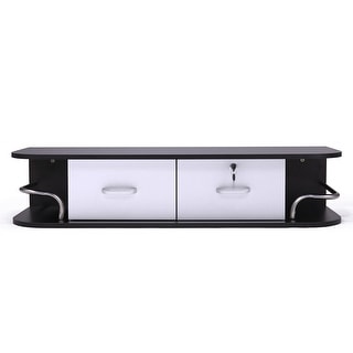 Wall Mounted Barber Station, Beauty Table with Lockable Drawer - Black ...