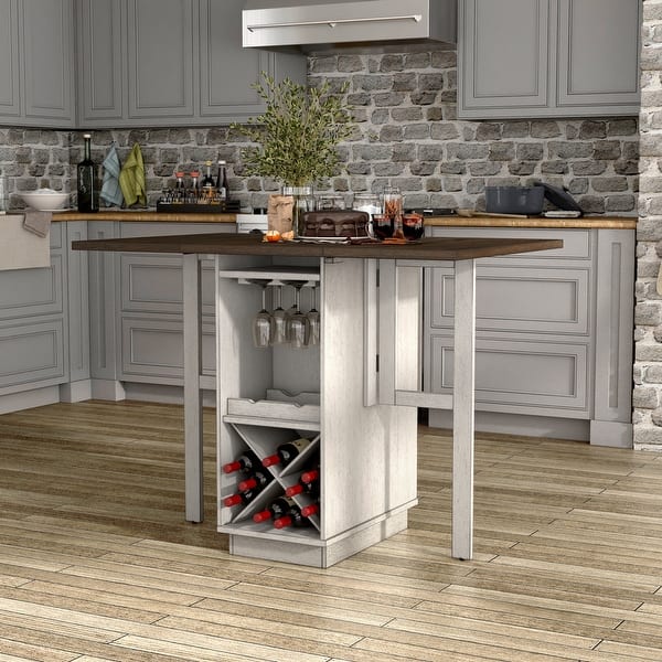 Furniture of America Milbain Farmhouse White 47-inch Expandable Counter ...