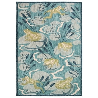 Liora Manne Portofino Frog Pond Indoor/Outdoor Rug Aqua 3'3" x 4'11 ...