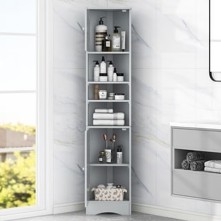 Tall Corner Bathroom Cabinet with Adjustable Shelves - Bed Bath ...