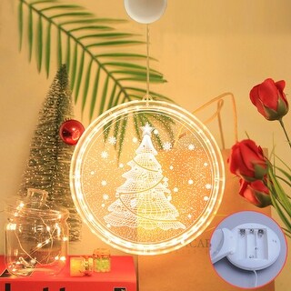 3D LED Hanging Christmas Light Ornament Warm White Suction Cup ...