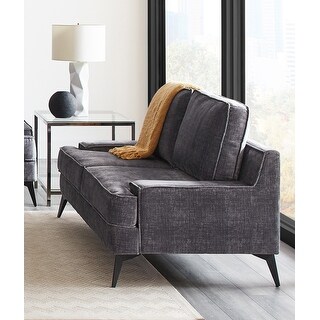 Mattie Charcoal Grey Upholstered Recessed Arm Loveseat - Bed Bath ...