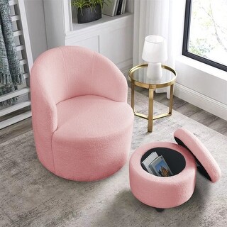 Swivel Chair with Round Storage Chair Pink - Barrel Chair - Bed Bath ...