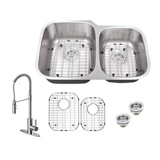 Miseno MSS3220C6040/MK6557 32" Undermount Double Basin Stainless Steel ...