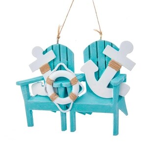 Pack of 12 Blue and White Adirondack Chair with Anchor Christmas ...