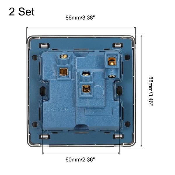 UK US Socket Switched Multi Power Outlet Black 250V 13A 88mmx86mm Pack ...