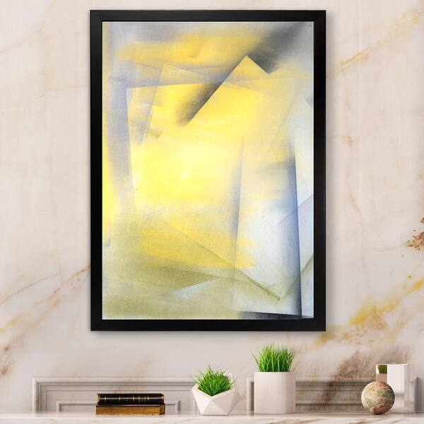 Designart "Gray And Yeollow Abstract Merging VIII" Modern Framed Wall ...