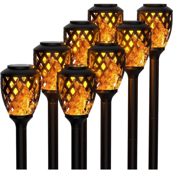 Solar Torch Flame Lights, 8 Pack Outdoor Solar Lights with Flickering ...