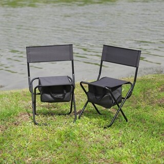 Camping Chair Folding Chairs Set of 2/4, Outdoor Portable Chair with ...