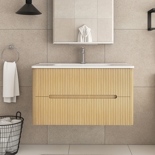 MDF Bathroom Vanity Set with Integrated Ceramic Sink with DTC Mute ...