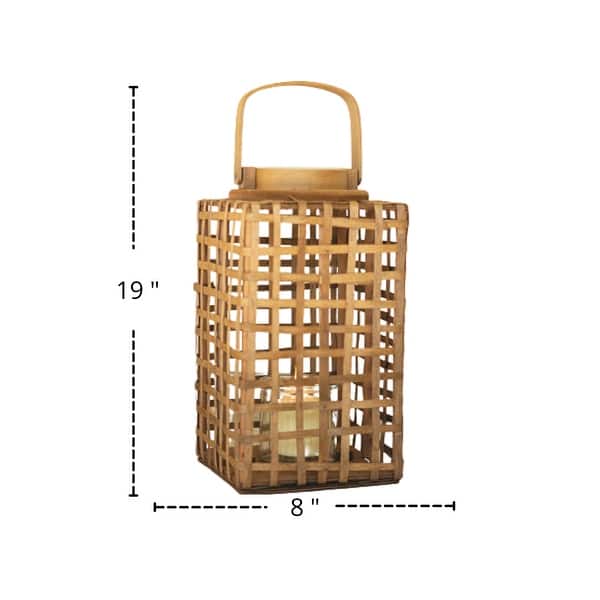Tall Chip Wood Lantern With Glass Insert - 19-inch Tall - Bed Bath ...