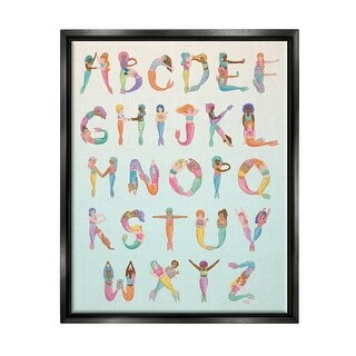 Stupell Mermaid Alphabet Letters Framed Floater Canvas Wall Art Design ...