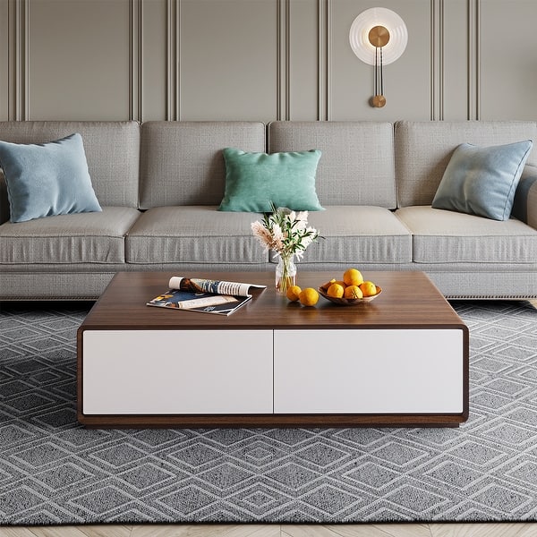 solid coffee table with drawers