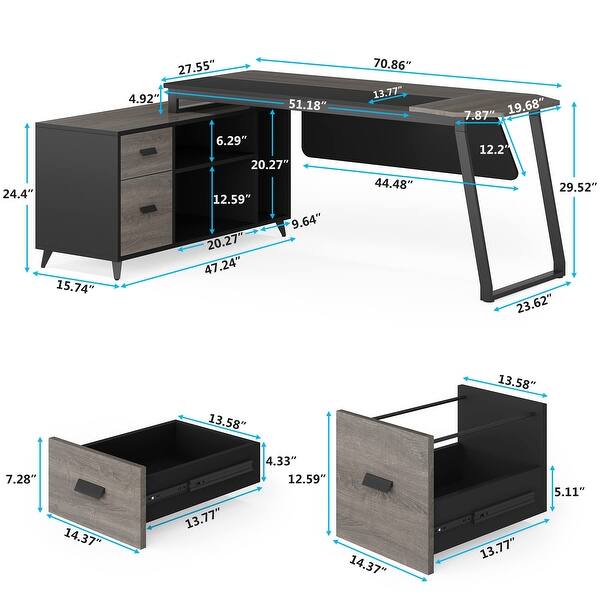 L Shaped Executive Desk Office Desk with 2 Drawers - Bed Bath & Beyond ...