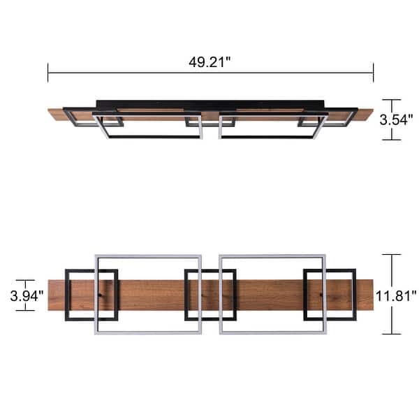 Integrated LED Rectangle Wood Semi Flush Mount Ceiling Light for ...