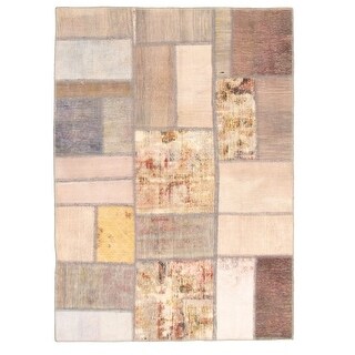 ECARPETGALLERY Hand-knotted Color Patchwork Beige Cotton Rug - 4'7 x 6 ...