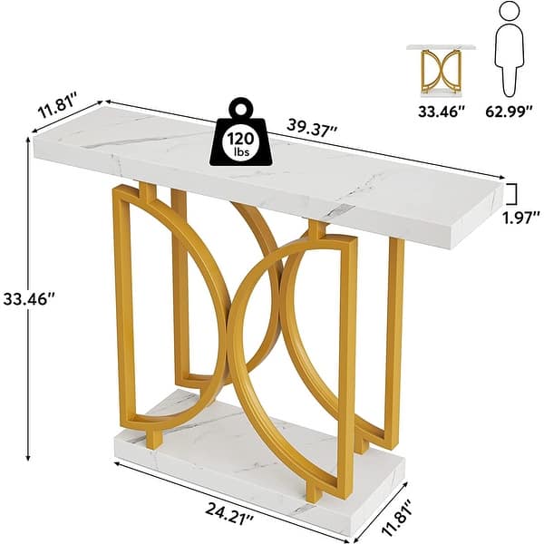 Gold Console Table, Faux Marble Entry Sofa Table for Hallway, Entryway ...