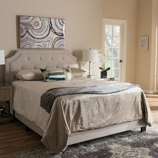 Queen Size Tufted Low Profile Bed Light Beige - Bed Bath & Beyond ...