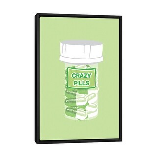 iCanvas "Crazy Pill Bottle Mint" by Jaymie Metz Framed Canvas Print ...
