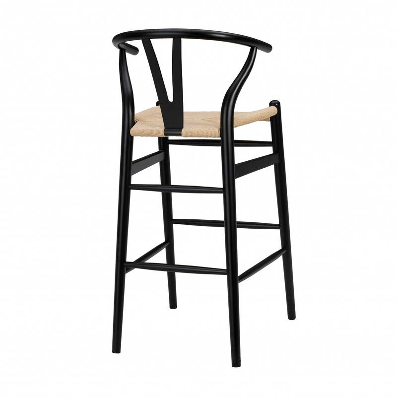 42" Black Solid Wood and Natural Counter Stool - Overstock - 32024999