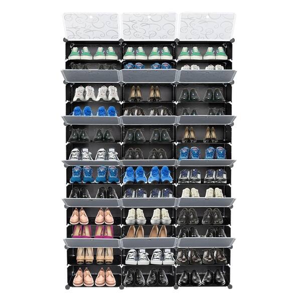 36 Cubes 72 Pairs Modular Plastic Shoe Storage Cabinet Boxes Expandable ...