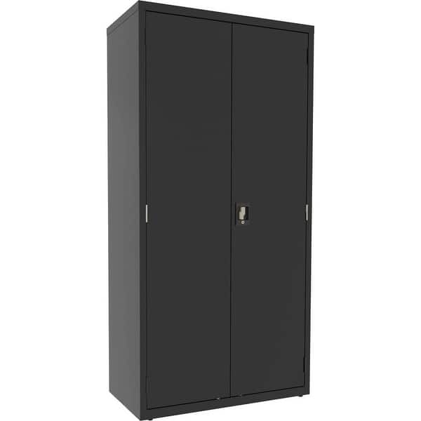 Janitorial Cabinet, Locking Storage, 36"x18"x72", BK - Overstock - 34530429