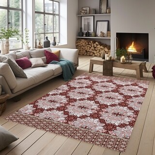 Red And Blue Petal Harmony Dornier Rug 63x35 - Bed Bath & Beyond - 39948952