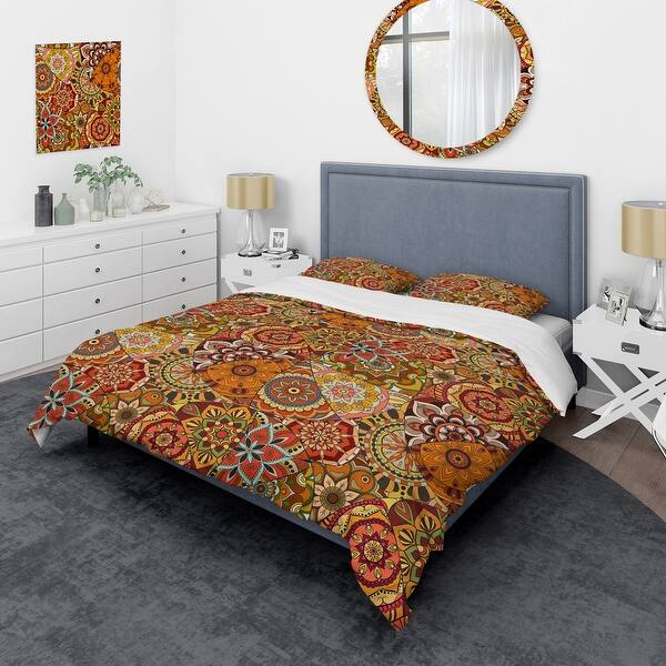 Designart 'Pattern Tile with Mandalas' Bohemian & Eclectic Bedding Set ...