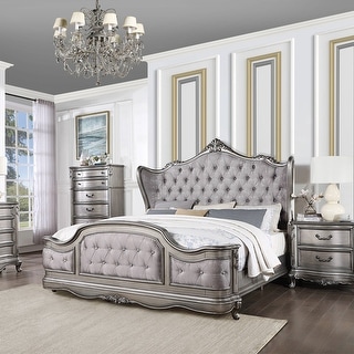 Velvet King Bed With Antique Platinum Finish - Bed Bath & Beyond - 38304413